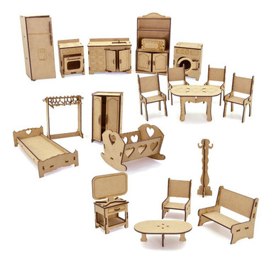 El Rey Del Fibrofácil Set de Muebles Para Muñecas - 30 Piezas En ...