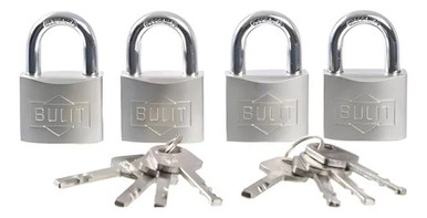 Bulit 40mm Steel Padlocks X 4 with Reinforced Lock Mechanism