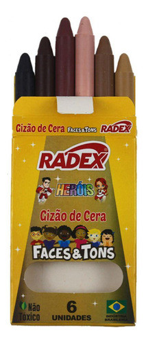 Radex Jumbo Crayon Set - 6 Skin Tone Colors for Kids Drawing