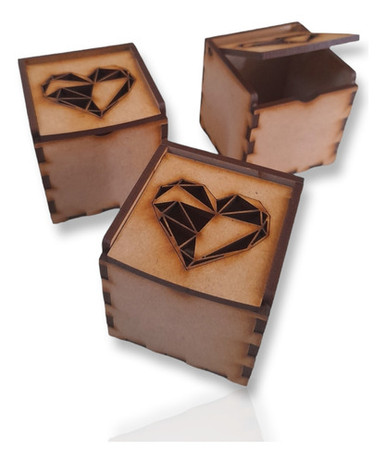 Figuras en Fibrofacil Heart-Shaped Cutout Boxes 5.5x5.5x5.5cm Pack of ...