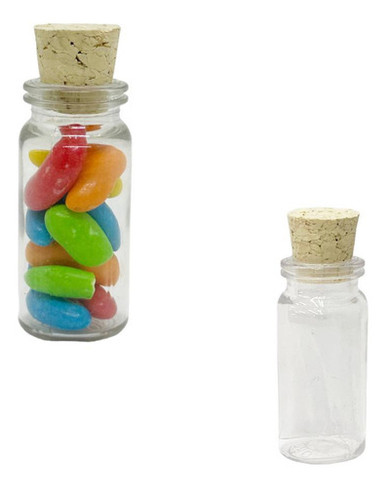 ByF Deco Plastic Bottle with Cork Cap Souvenirs 10 Cc Pack of 50