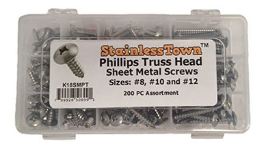 Azar Displays Stainless Steel Phillips Truss Metal Sheet Assorted Screws