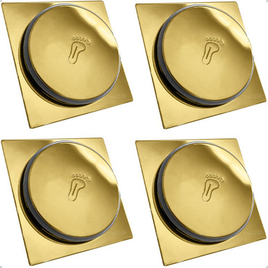 Dona D.cor 2 Golden Drain Covers Click 10x10 Stainless Steel Square Kit