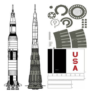 NASA Saturn V 1:48 + URSS N1 1:96 Papercraft