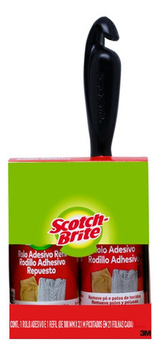 Scotch-Brite Adhesive Roller with 1 Roll and 1 Extra Refill 3M