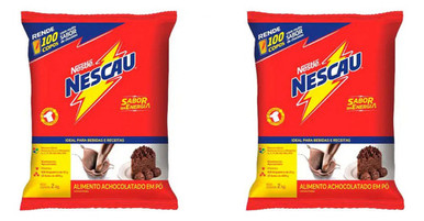 Nescau Nestle Achocolatado Em Pó Embalagem 2kg Kit 2 Pacotes