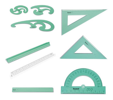 Dozent Technical Drawing Kit - 9 Pieces Including Square, Scalemeter ...
