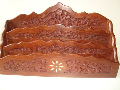 Artesanal Wooden Document Holder - Indian Craftsmanship