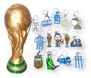 Dibujart3D Keychains + World Cup AFA 3 Stars Argentina Messi X20
