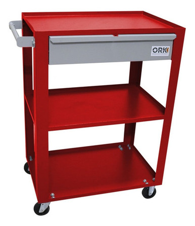 ORK Tool Cart with 3 Shelves and 1 Drawer in Red