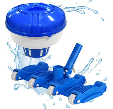 Vulcano Pool Cleaning Kit with 8 Wheels + Chlorine Float