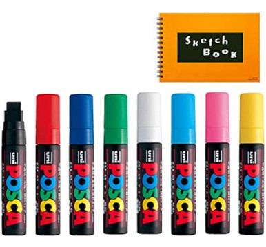 Uni Posca Chisel PC-17K Complete Range - All 8 Colors
