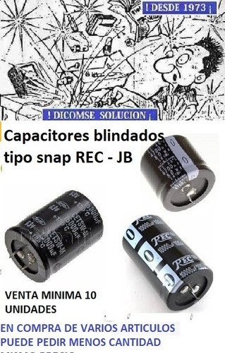 REC Capacitor Electrolitico Blind 4700 Uf X 50v -22 Uf X35mm C/u