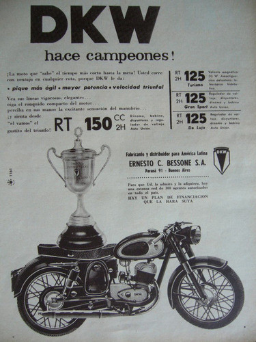 Dkw Motorcycle Graphic Advertisement / Year 1962