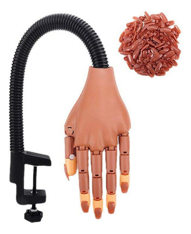 Paris Night Articulated Practice Hand Manicure + 100 Tips with Stand