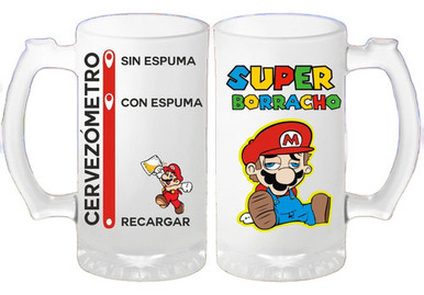 Pim Pum Pam Super Mario Bros Beer Mug with Booze Meter