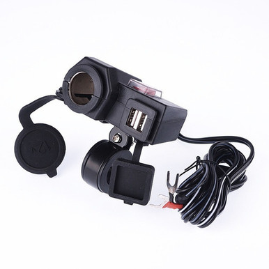 DC 12V Reinforced Socket with 2 USB Ports for Motorcycles, Quads, UTVs ...