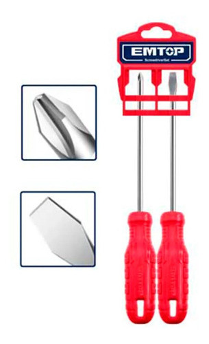 Emtop Professional Screwdriver Set Kit 2 Pl Ph 125mm