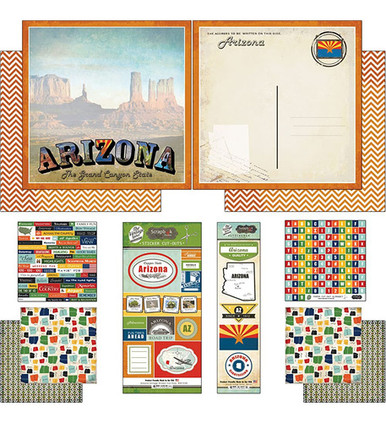 Scrapbook Customs Arizona Vintage Themed Paper Cutouts and Stickers Set