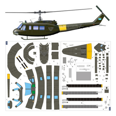 Paper-Lan Helicopter Bell Uh-1 Scale 1:48 Papercraft