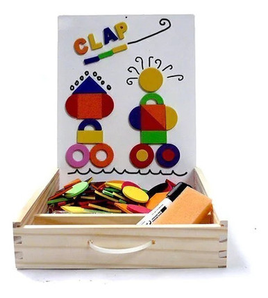 Clap Magnetic Double Board Wooden Box with Shapes and Numbers
