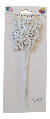 LX Silver Butterfly Cake Topper X 10
