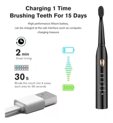 Generic 3 Rechargeable Electric Toothbrushes + 4 Replacement Heads + 6 ...