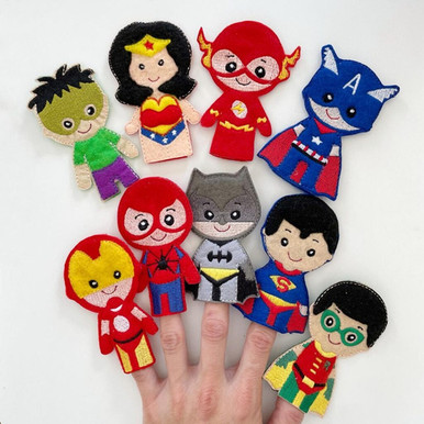 Bordenbordados Finger Puppets Superheroes Set of 5