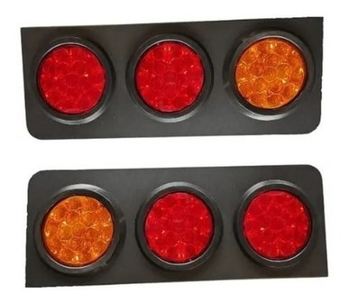 Poli LED Tail Light Set 2 Red 1 Amber 24V Truck