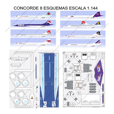 PAPERCRAFT Concorde 1:144 8 Painting Schemes