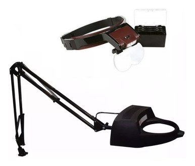 Genérica Lupa Vincha Luz Led + Lupa De Mesa Con Brazo Profesional