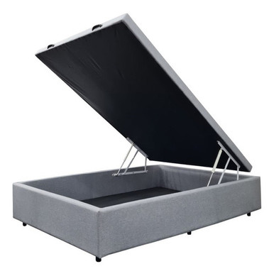 Delta Box Bed with Storage Base, Double Size Upholstered in Special Linen