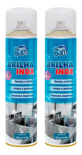 Doctor Sam Stainless Steel Cleaner Kit C/ 2 Brilha Inox 400ml/340g
