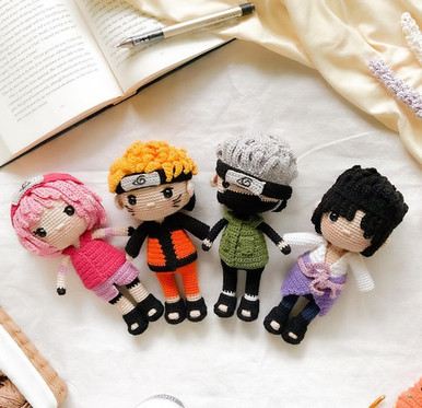 Naruto Amigurumi Crochet Patterns Set of 4 Anime