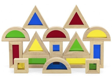 LALA DIDÁCTICO Colorful Transparent Blocks 16 Pieces Montessori