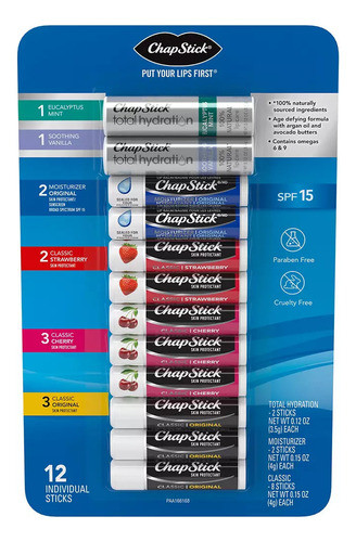 ChapStick Lip Balm SPF 15 - Assorted 12 Sticks