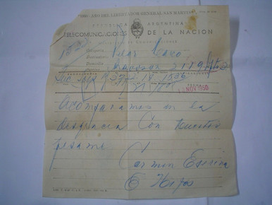 Telegram 1950 Telecomunicaciones Nacion Sello Correo Estamp