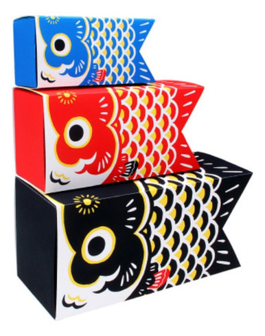 Digital Design Zone - 3 Koinobori Koi Fish Shaped Boxes for Printing