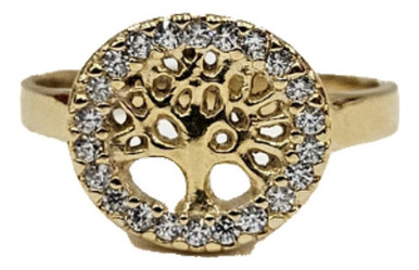Monte Kurama Tree of Life Ring with Strass Gold Plating