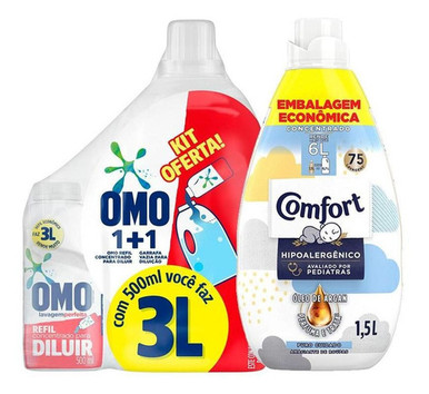 Omo Concentrated Dilutable Soap 500ml + Comfort Pure Care Softener 1.5L Kit