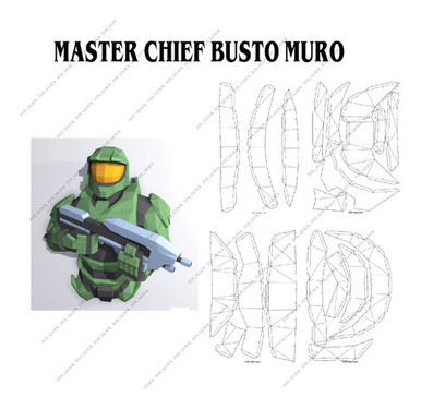Master Chief Bust Wall To Paint 80x65x54 Papercraft