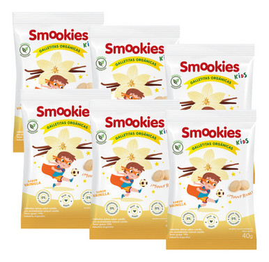 Smookies Kids Organic Vanilla Cookies 120 Gr. Pack X6