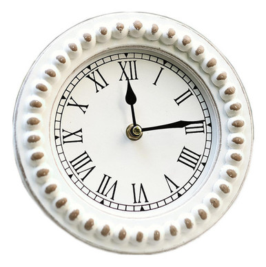 KOREENS Retro Farmhouse Table Clock with Wooden Beads