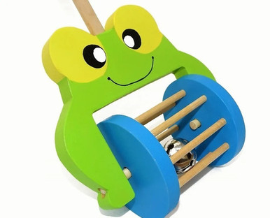 MLC Wooden Pull Along Frog with Bell for Babies