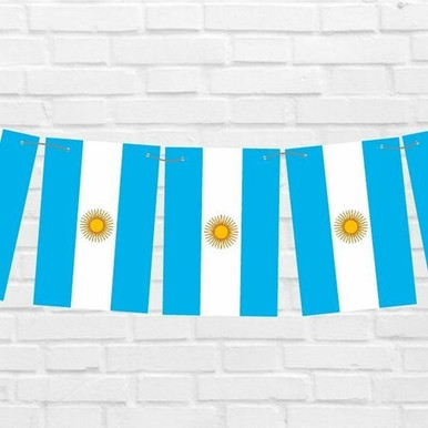 Gold Mundo Banderin Banderitas Argentina Seleccion Mundial Cel Y Blanco