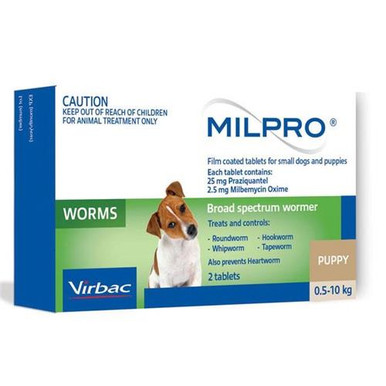 Milpro Sml Dog&PUPPY Dewormer-2.5MG-25MG (1 tablet) - Pet World