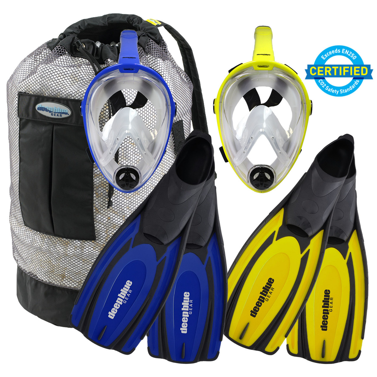 Buddy Full Face Mask Combo Adult Snorkeling Set by Deep Blue Gear