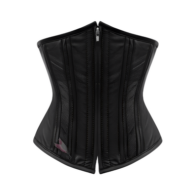Leather Underbust Corset with Zipper and Lacing