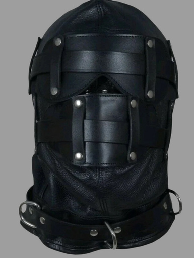 Leather Adult GIMP Roleplay Face Mask with Mouth Plug - Shop Now!