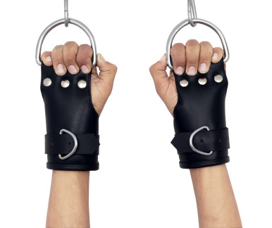 Leather Bondage Wrist Cuffs with Heavy Duty D-Rings - Shop Now!